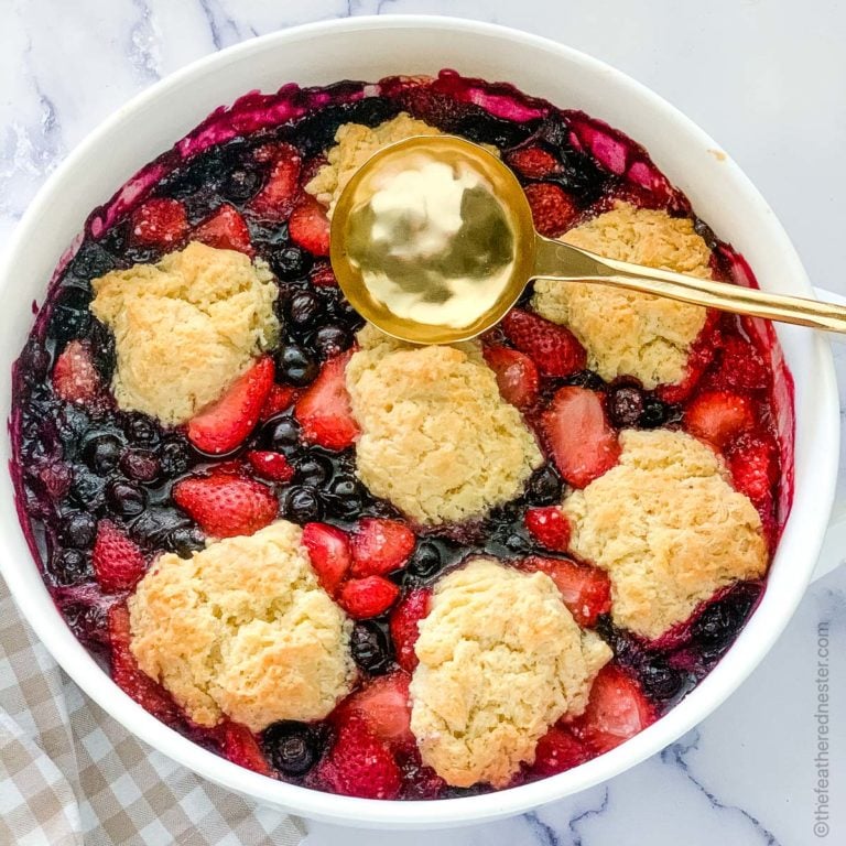 Strawberry Blueberry Cobbler - The Feathered Nester