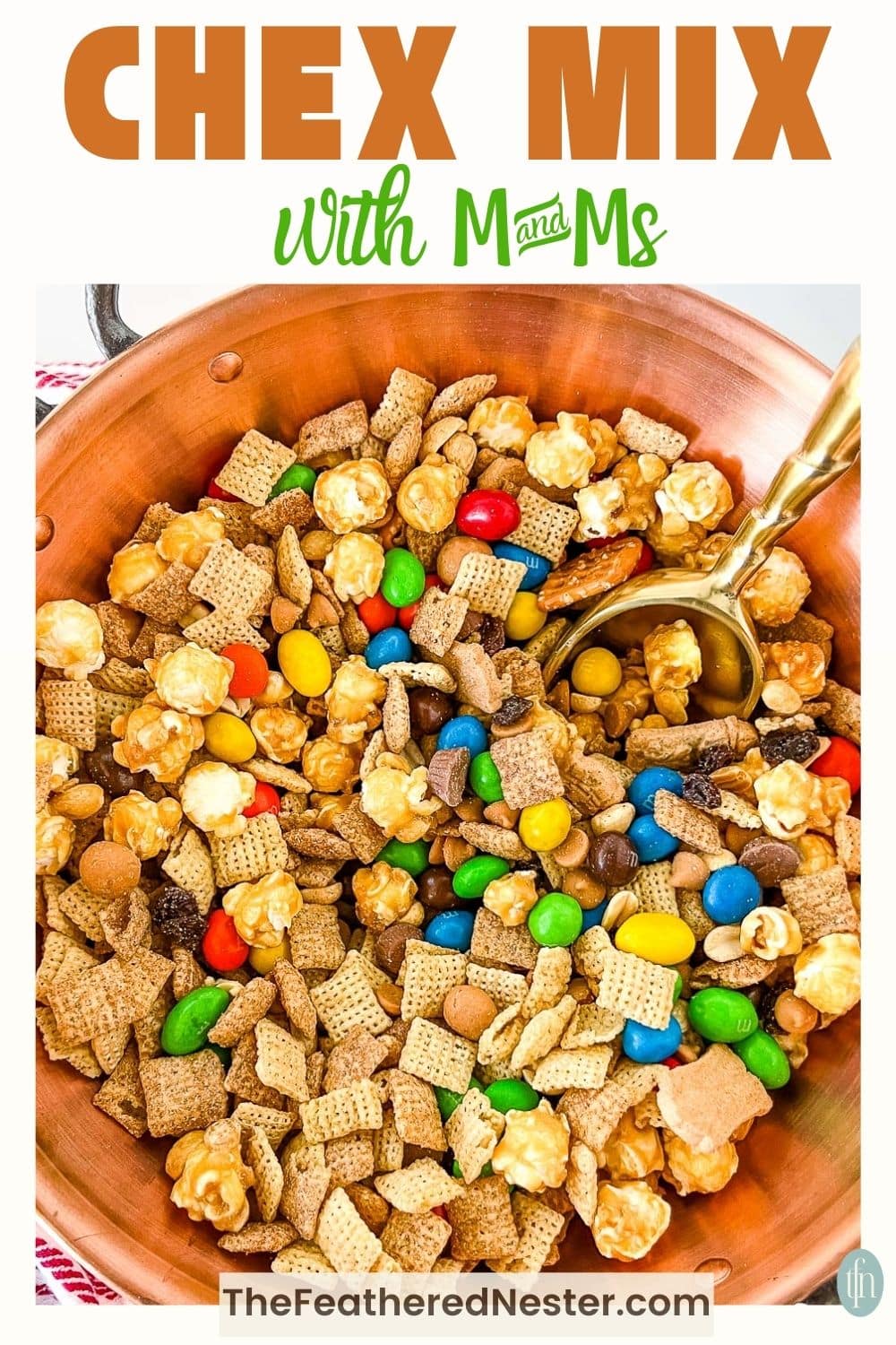 Chex Party Mix Recipe with M&Ms - The Feathered Nester