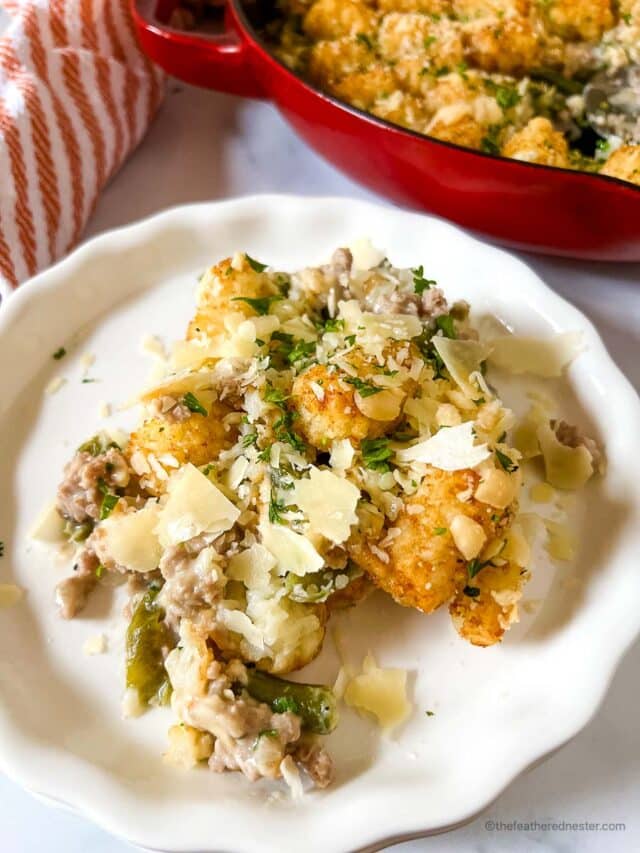 Tater Tot Turkey Casserole - The Feathered Nester
