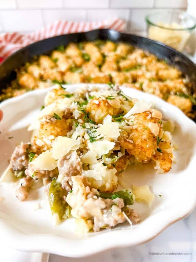 Tater Tot Turkey Casserole - The Feathered Nester