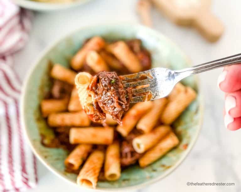 Short Rib Rigatoni (Braised Beef Ragu) - The Feathered Nester