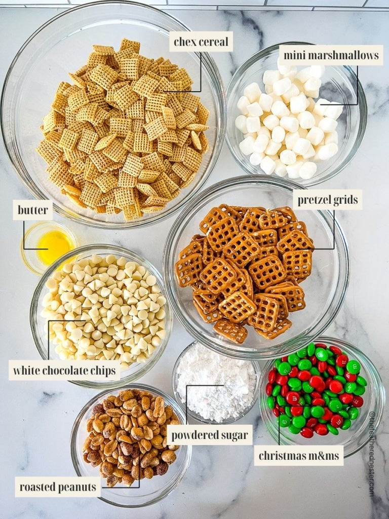 Christmas Chex Mix Recipe with M&M's - The Feathered Nester