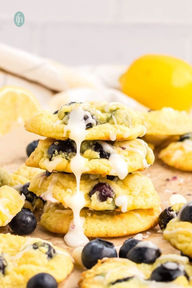 Lemon Blueberry Cake Cookies - The Feathered Nester